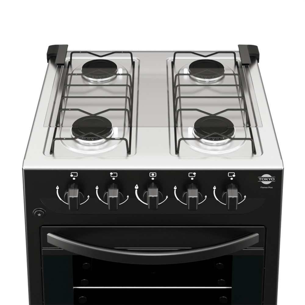COCINA A GAS TOKYO FLAMEX PLUS NE C/ENC 4H MESA INOX TAPA DE VIDRIO ...